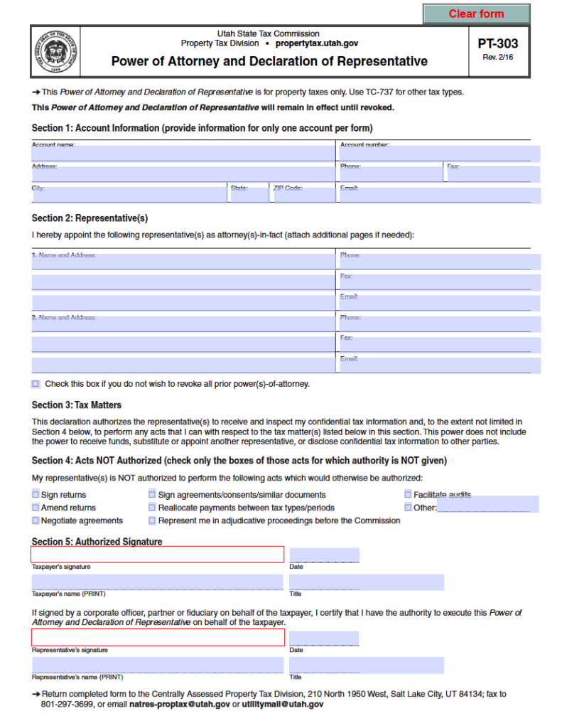 Free Utah Tax Power of Attorney Form | PDF