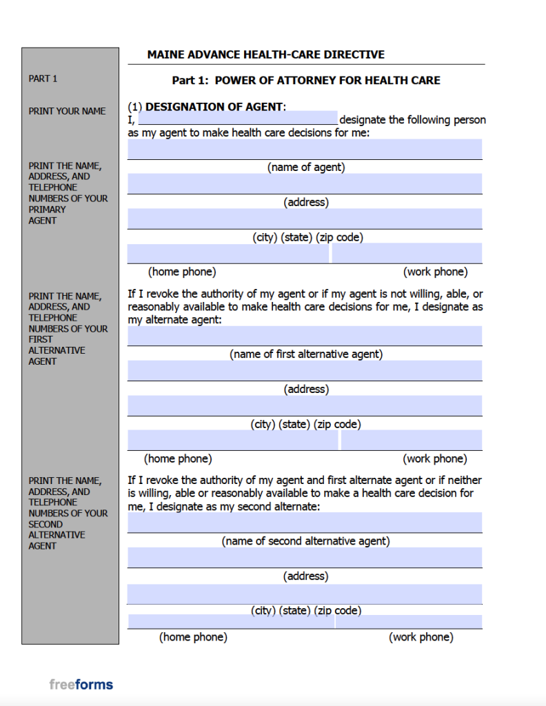 Free Maine Advance Directive Form (Medical POA & Living Will) | PDF