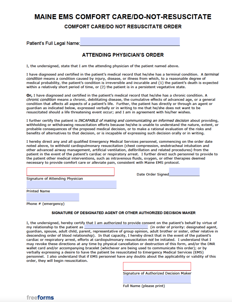 Free Maine Advance Directive Form (Medical POA & Living Will) | PDF