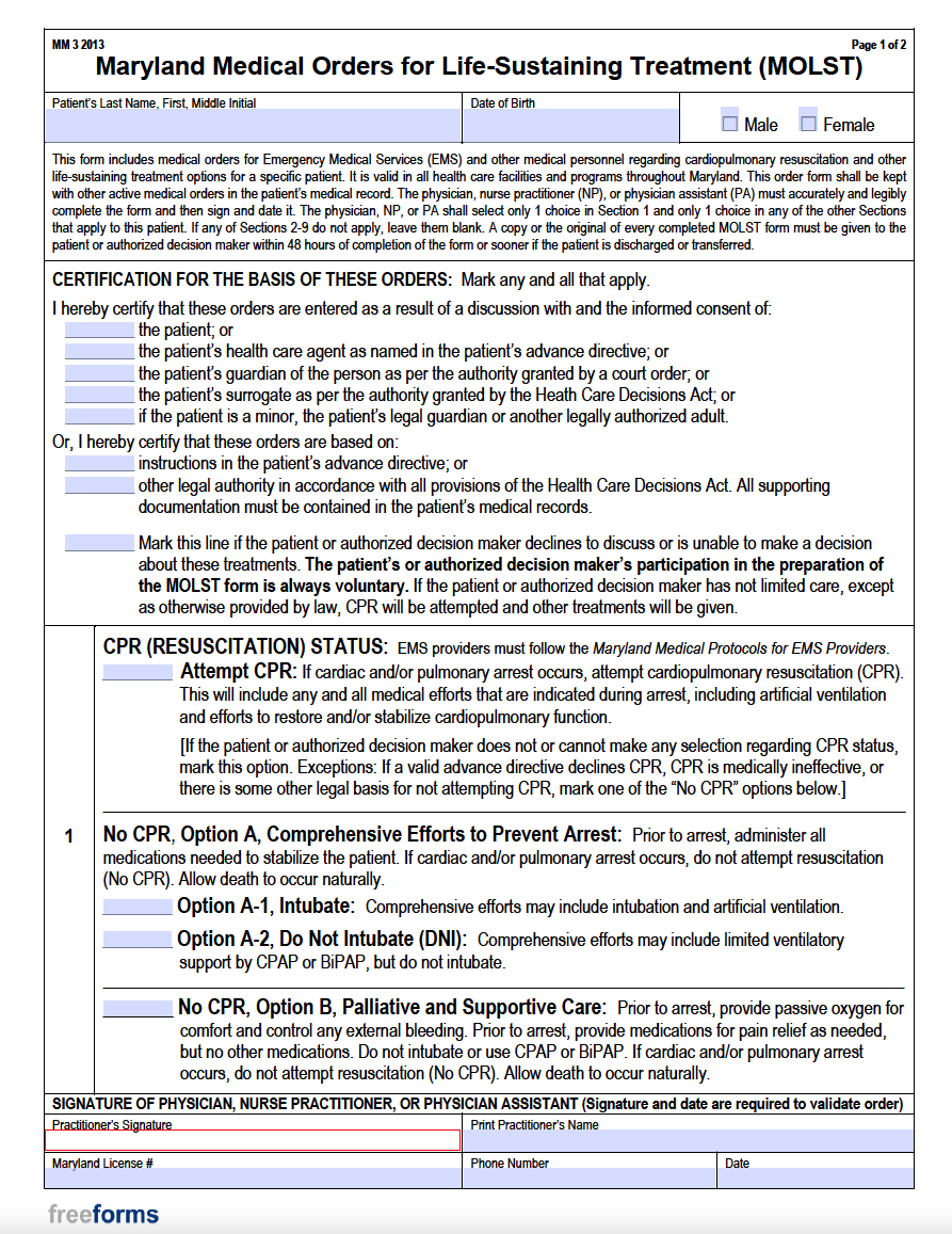 Free Maryland Advance Directive Form (Medical POA & Living Will) | PDF ...
