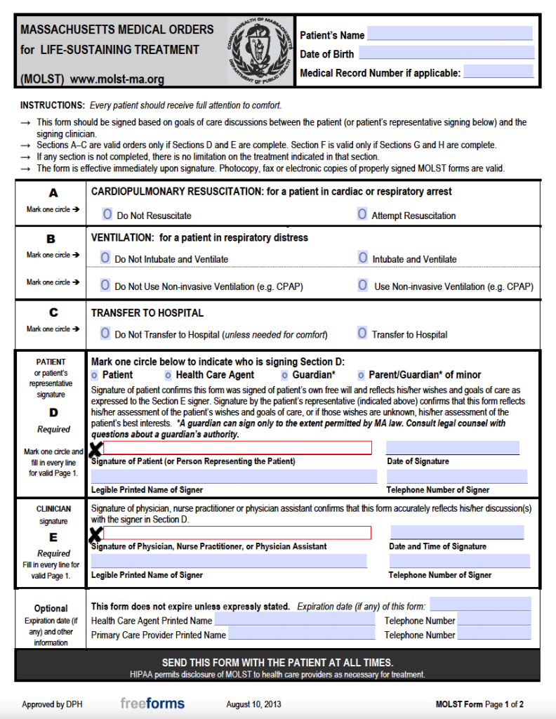 Free Massachusetts Medical Power of Attorney Form | PDF