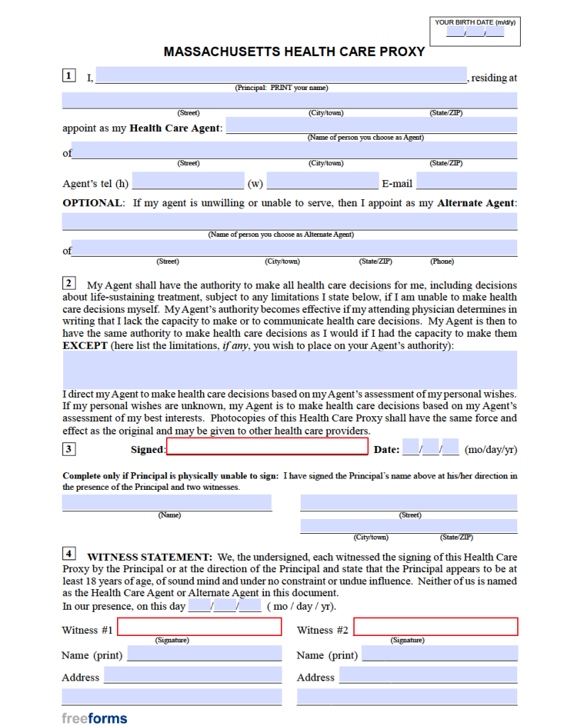 Free Massachusetts Medical Power of Attorney Form | PDF