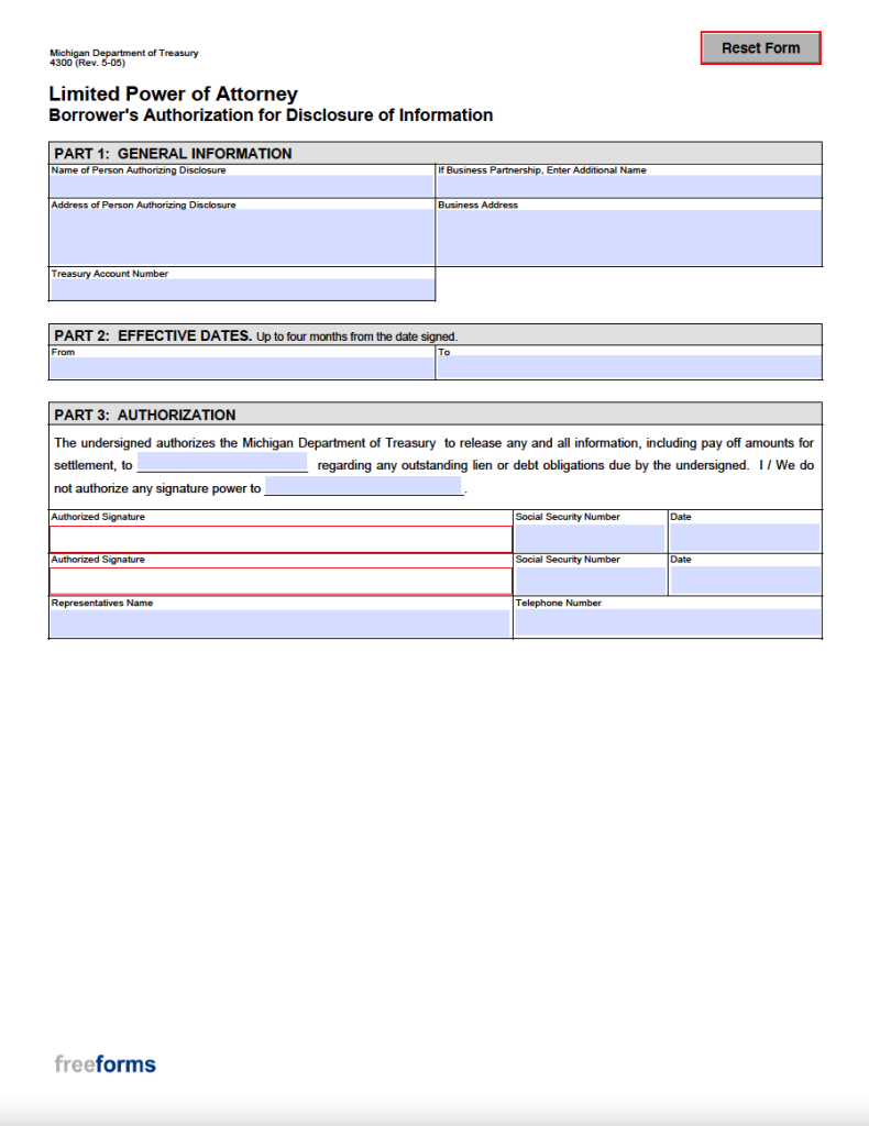 Free Michigan Tax Power of Attorney Form | PDF