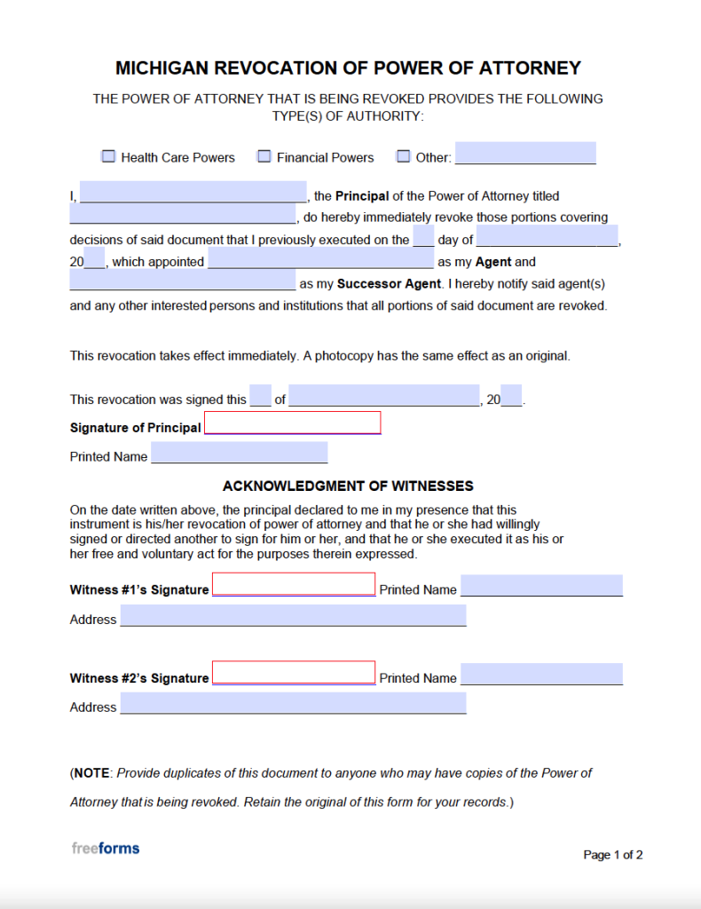 Free Michigan Power Of Attorney Forms PDF free-michigan-power-of-attorney-forms-pdf
