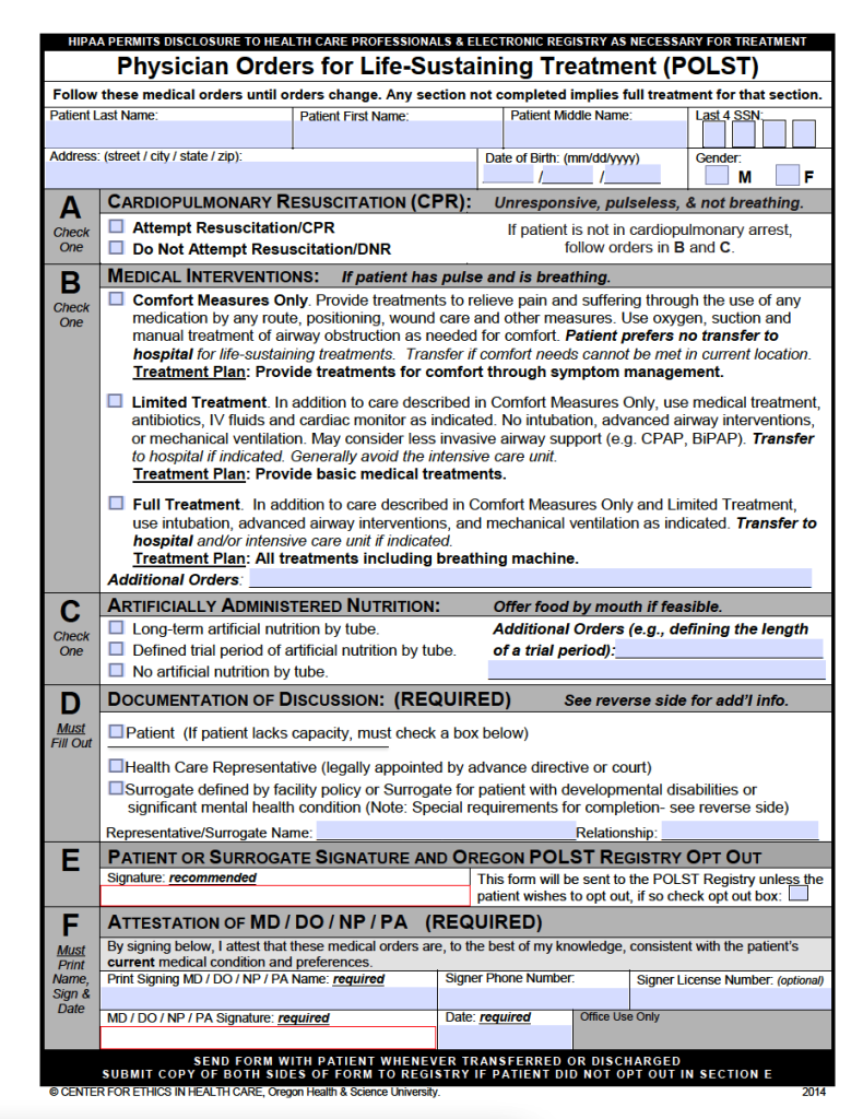 Free Oregon Advance Directive Form (Medical POA & Living Will) | PDF
