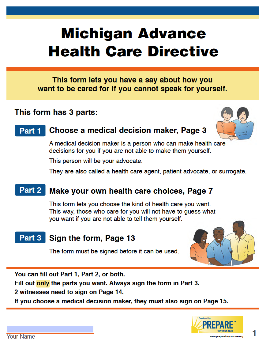 Free Michigan Advance Directive Form (Medical POA & Living Will) | PDF ...
