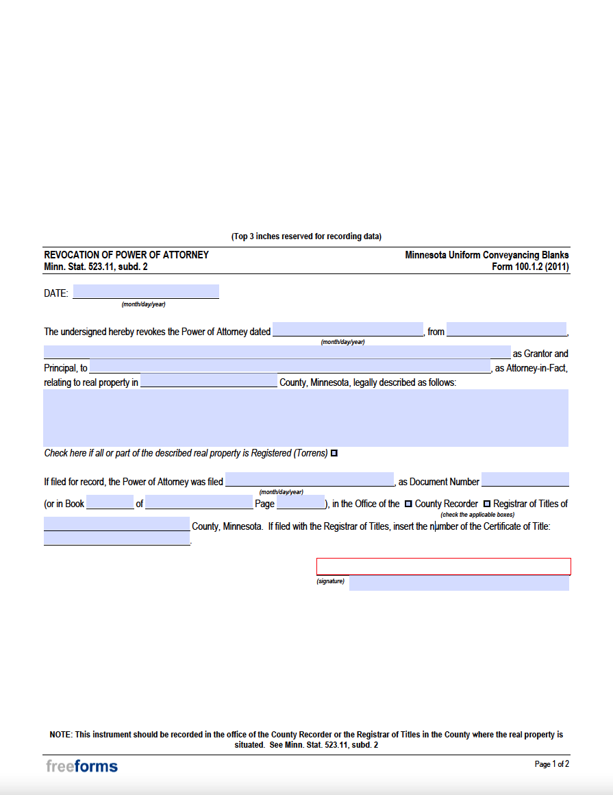 Free Minnesota Revocation of Power of Attorney Form | PDF