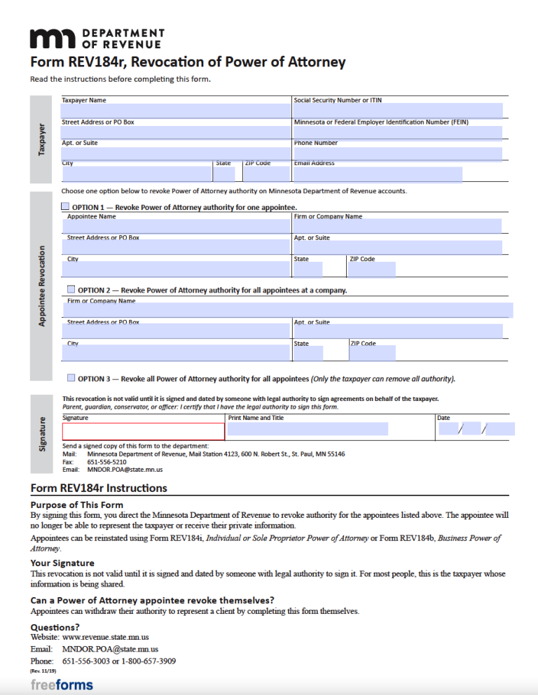 Free Minnesota Revocation of Power of Attorney Form | PDF