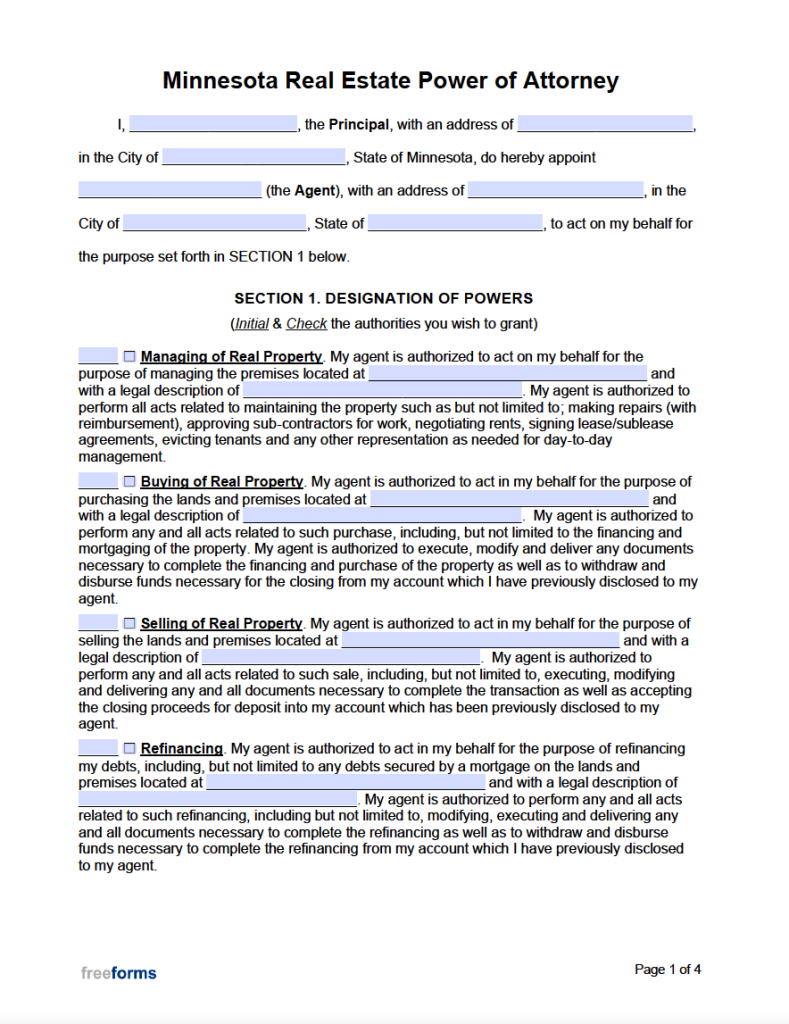 Free Minnesota Power of Attorney Forms | PDF