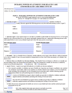 Free Missouri Advance Directive Form (Medical POA & Living Will) | PDF