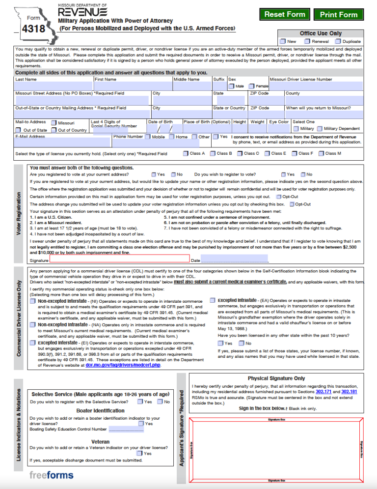 Free Missouri Motor Vehicle Power of Attorney Form | PDF