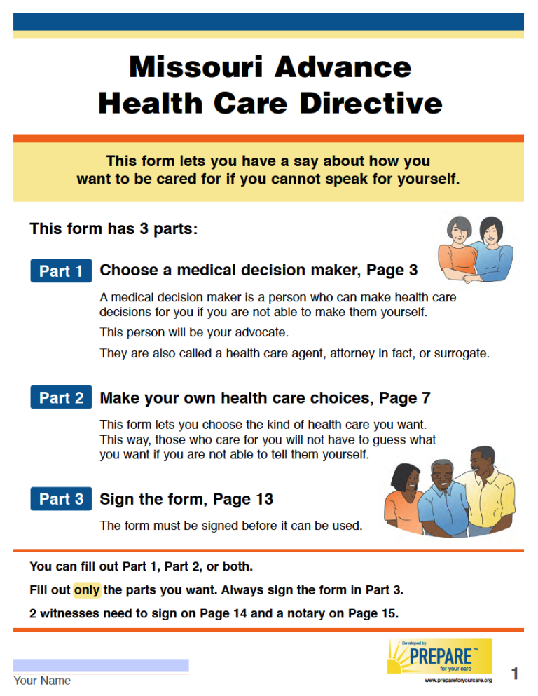 Free Missouri Advance Directive Form (Medical POA & Living Will) | PDF