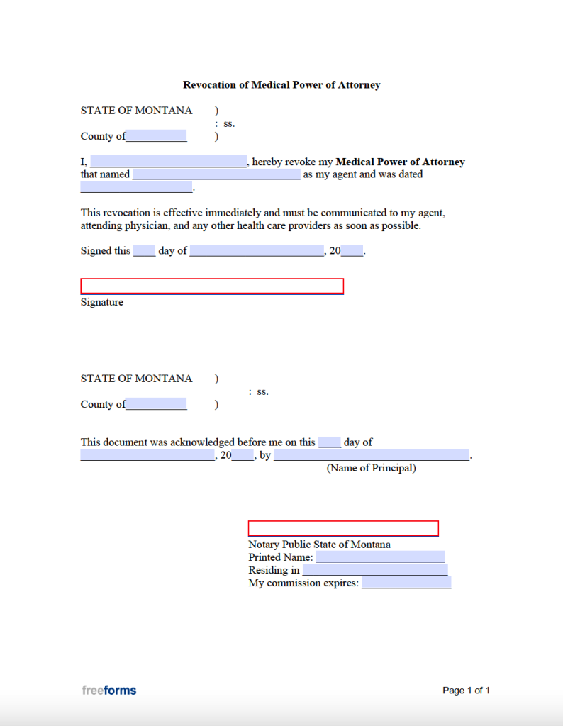 Free Montana Revocation of Power of Attorney Form | PDF | WORD Free Montana Revocation of Power of Attorney Form | PDF | WORD