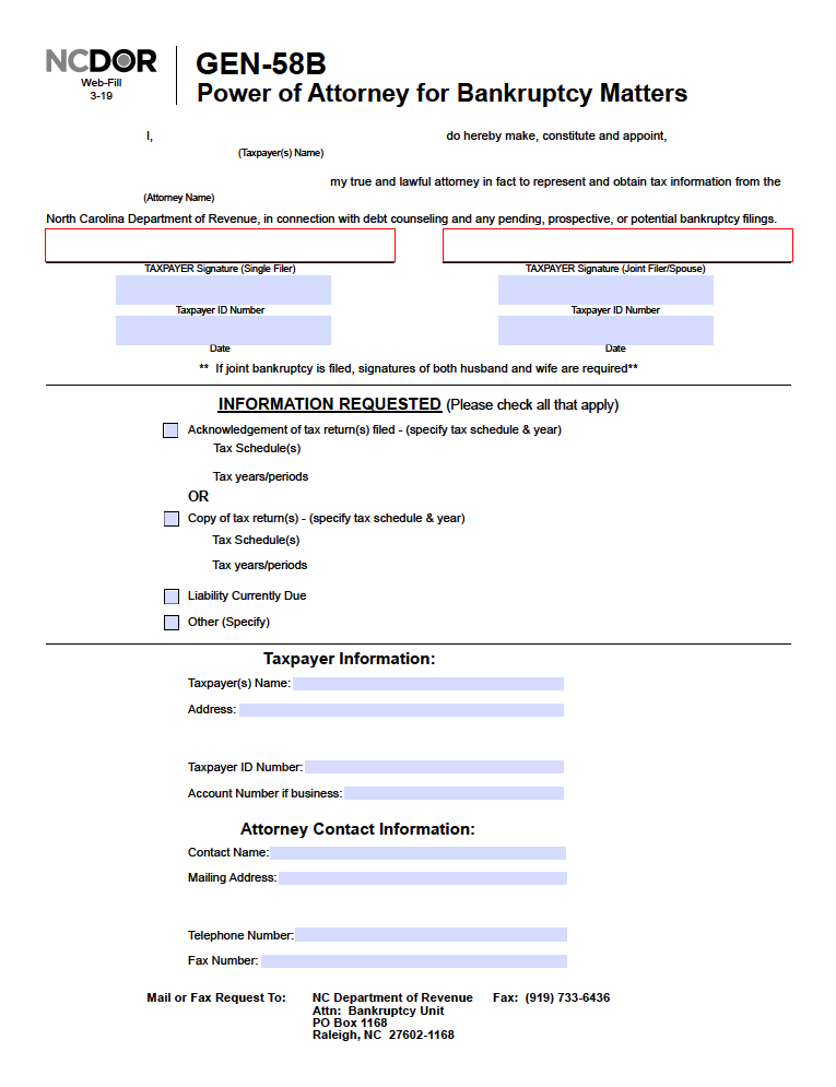 Free North Carolina Tax Power of Attorney Form | PDF