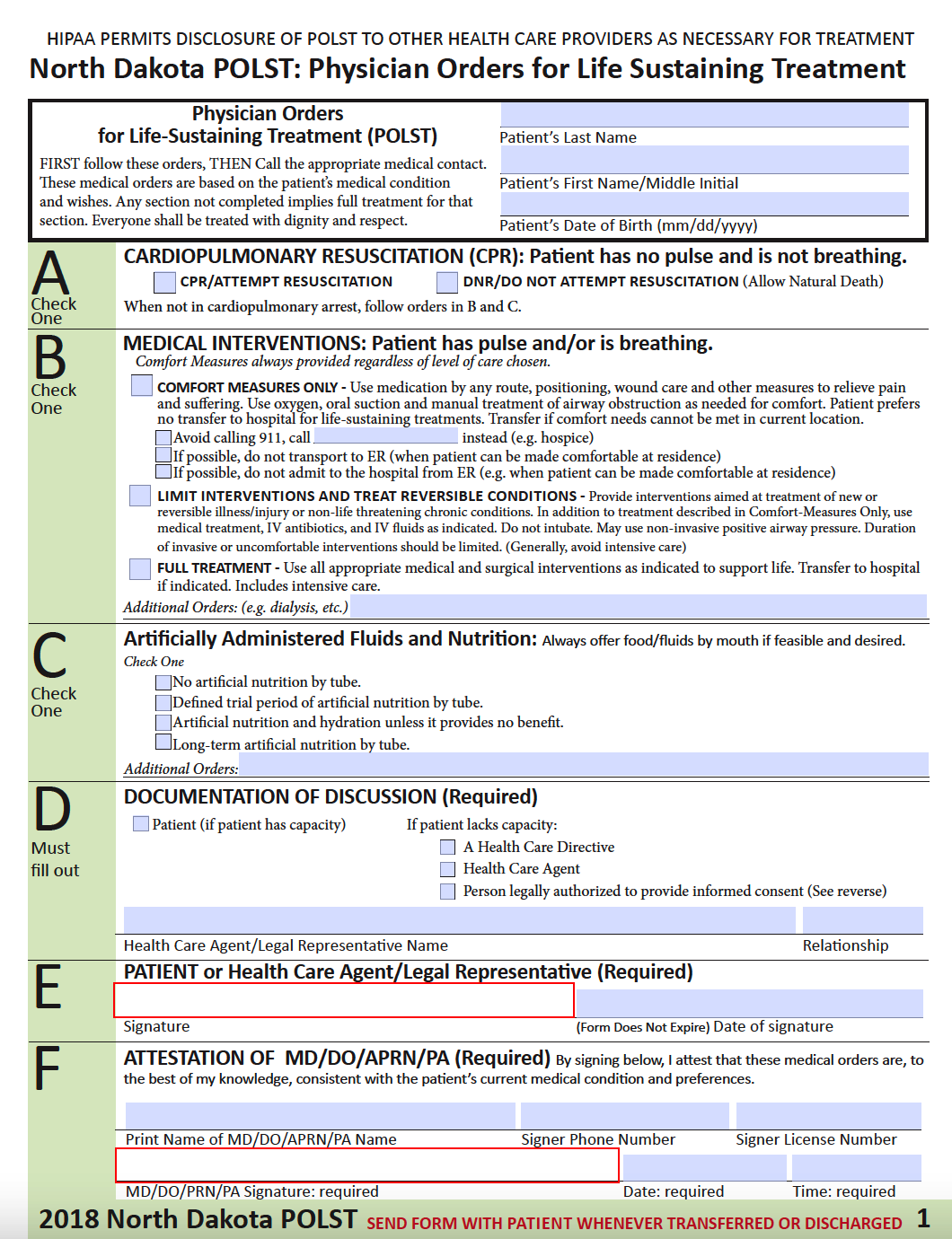Free North Dakota Advance Directive Form (Medical POA & Living Will) | PDF