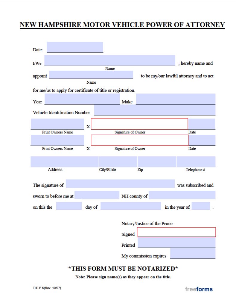 Free New Hampshire Motor Vehicle Power Of Attorney Form PDF free-new-hampshire-motor-vehicle-power-of-attorney-form-pdf