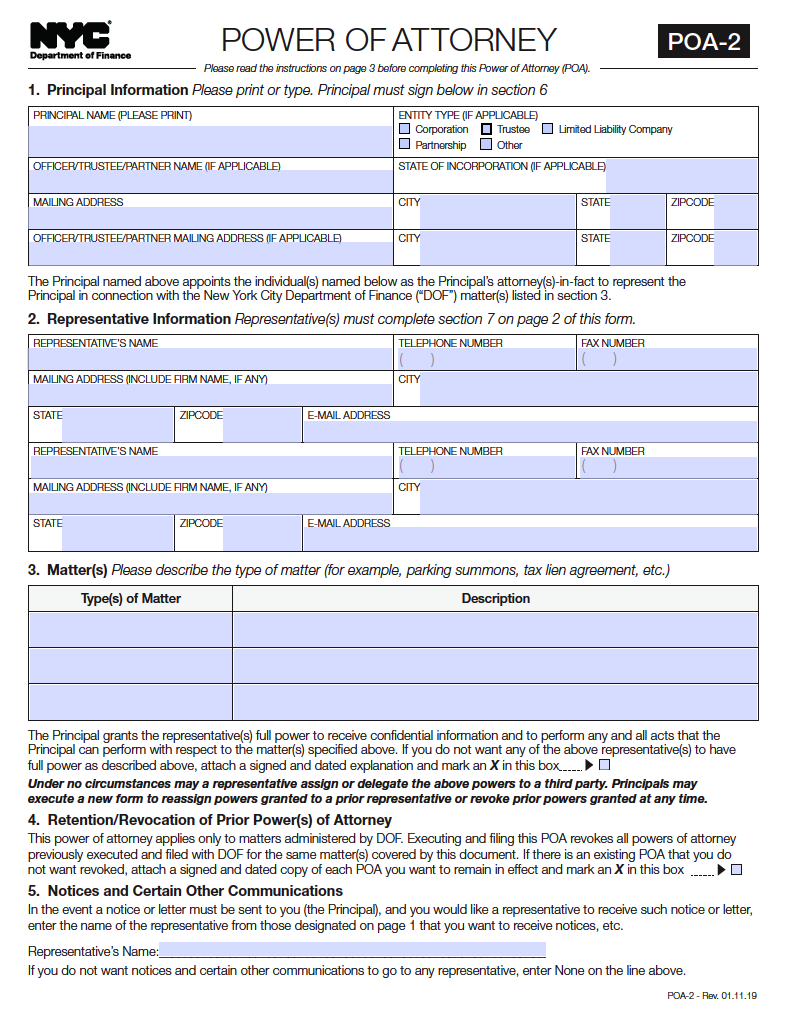 Free New York Tax Power of Attorney Form | PDF