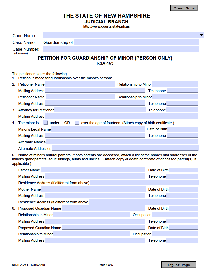 Free New Hampshire Minor Child Power of Attorney Form | PDF | Word