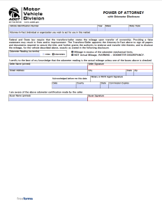 Free Arizona Motor Vehicle Power of Attorney (Form 48-1001) | PDF