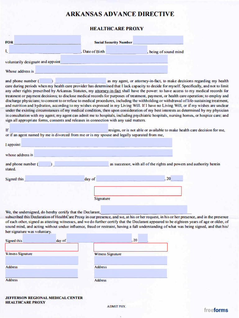 Free Arkansas Advance Directive Form (Medical POA & Living Will) | PDF