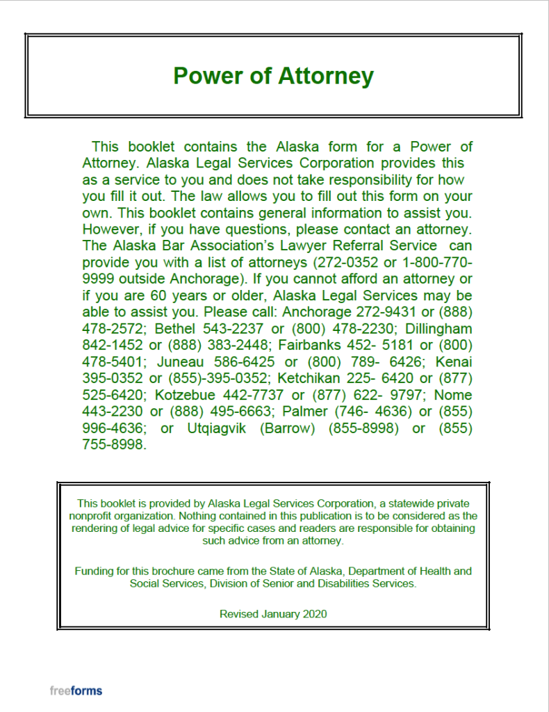 Free Alaska General (Financial) Power of Attorney Form | PDF
