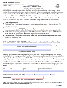 Free Connecticut Motor Vehicle Power of Attorney Form | PDF