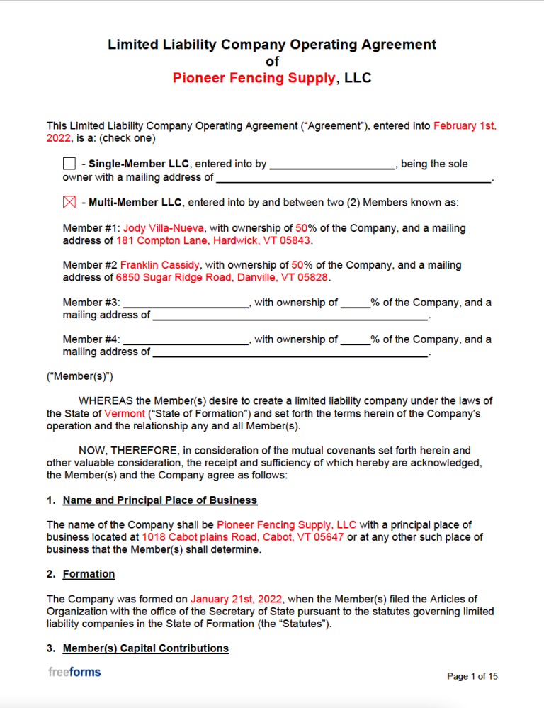 Free LLC Operating Agreement Template | PDF | Word