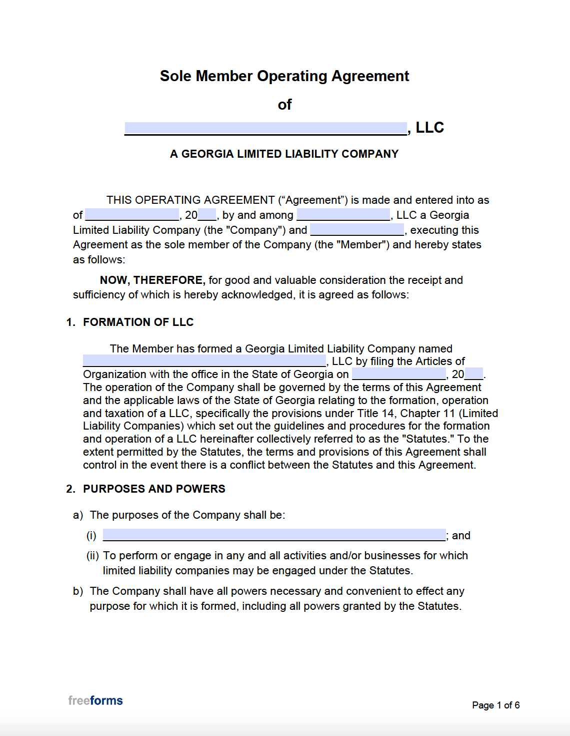 Free Indiana LLC Operating Agreement Template