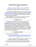 Free Maryland Single-Member LLC Operating Agreement Form | PDF | Word