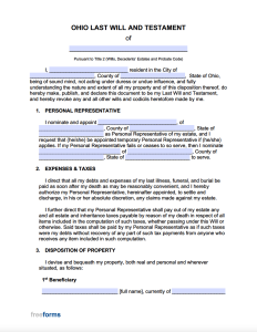 Free Ohio Last Will and Testament Template | PDF | Word