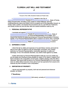 Free Florida Last Will and Testament Template | PDF | Word